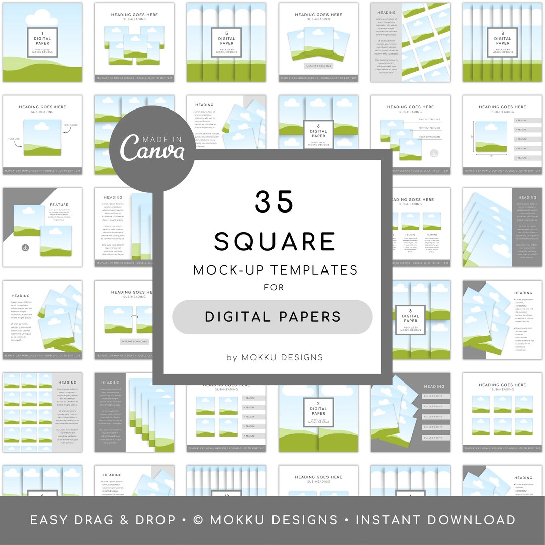 35 SQUARE Mockup Digital Paper Seamless Editable Canva Templates ...