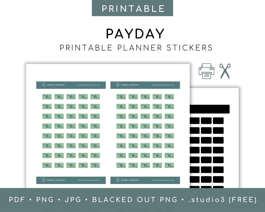 PAYDAY: Printable Planner Stickers Money Icon Finance & Budgeting ...