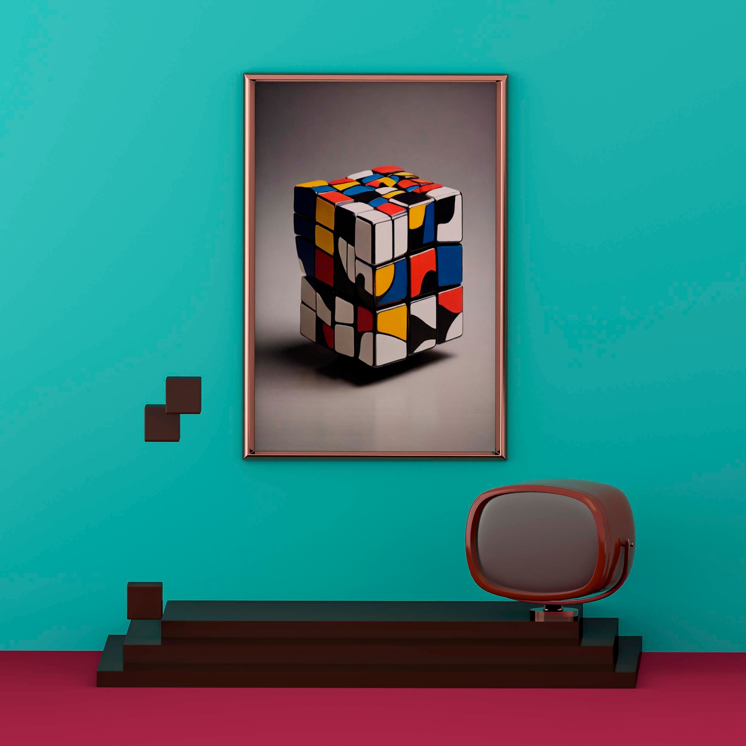 Rubik's Cube Abstract Figures Poster, Set of 3 Printable Images, Room ...
