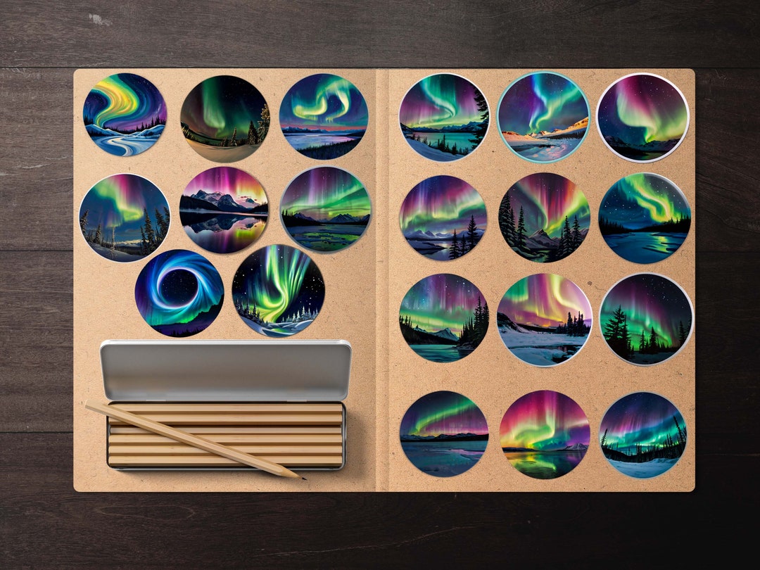 Aurora Borealis Landscape Clipart. Bundle of 20 PNG North Night ...