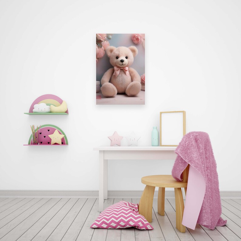 Realistic Cute Teddy Bear Poster. Set of 1 Image, Children's Room Art ...