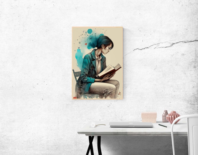 Beyond the Pages: Woman Reading Poster, Set of 1 Printable Art for ...