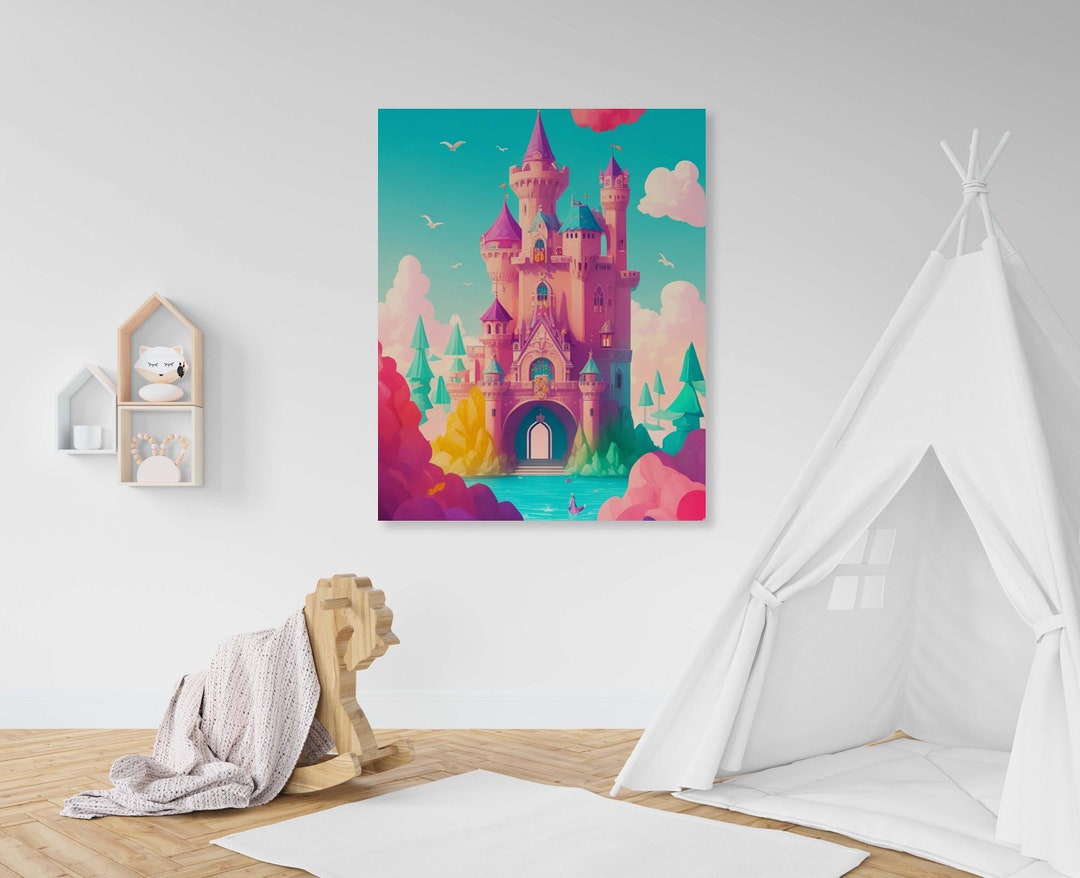 Little Princess Castle Poster. Set of 1 Image, Girl Room Art Decoration ...