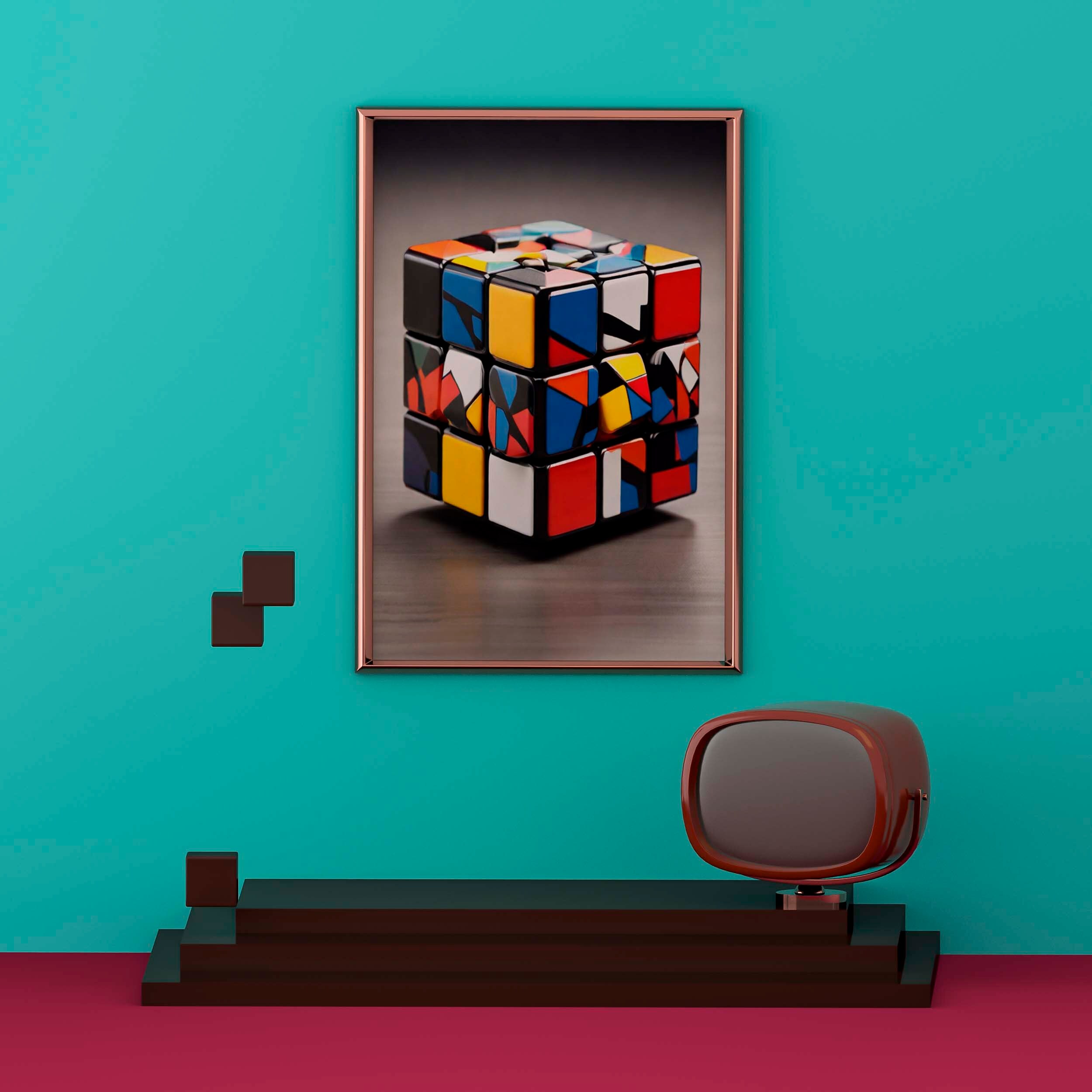 Rubik's Cube Abstract Figures Poster, Set of 3 Printable Images, Room ...