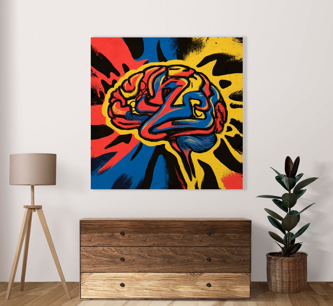 Pop Art Brain Poster. Set of 1 JPG Image, Modern Wall Art Decor ...