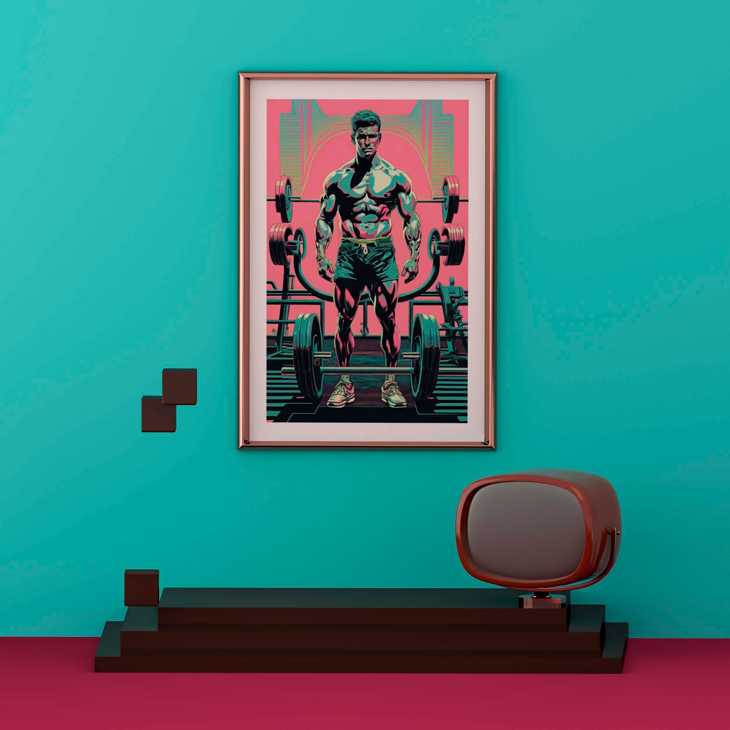 Retro Gym Art Inspiration Poster. Set of 2 Images, Modern Home Art ...