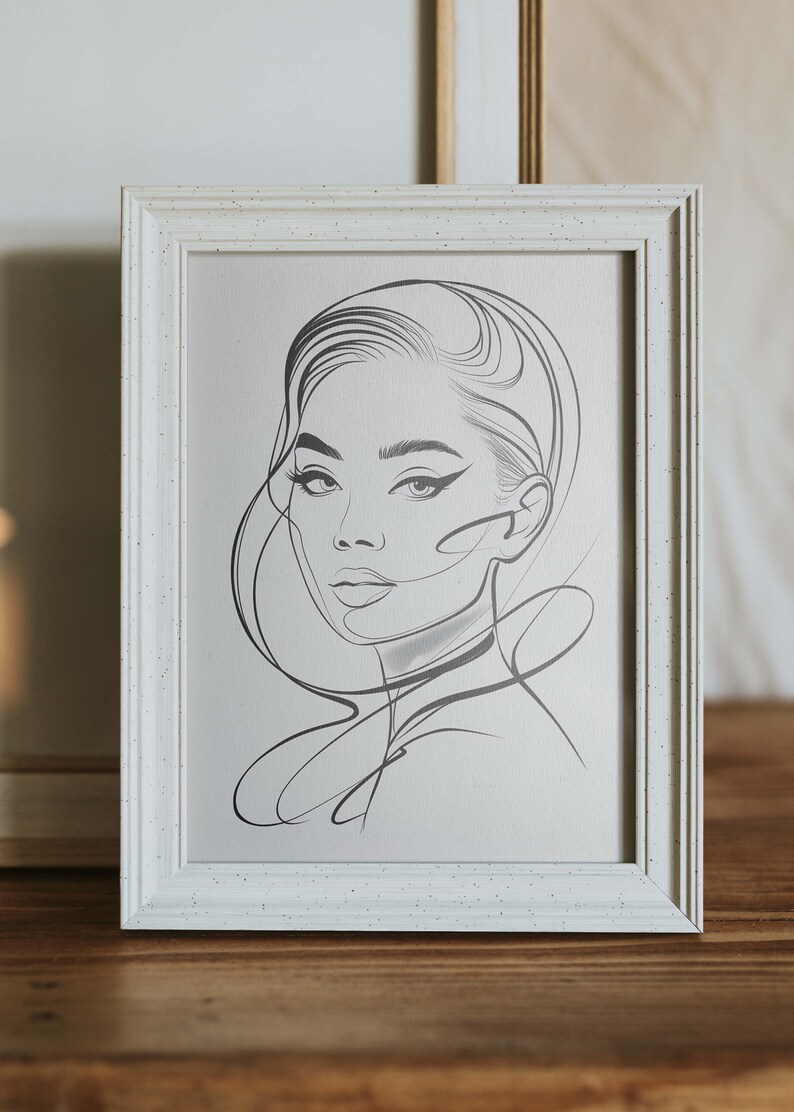 One Line Trace Woman Portrait Poster. Set of 1 JPG Image, Beautiful ...
