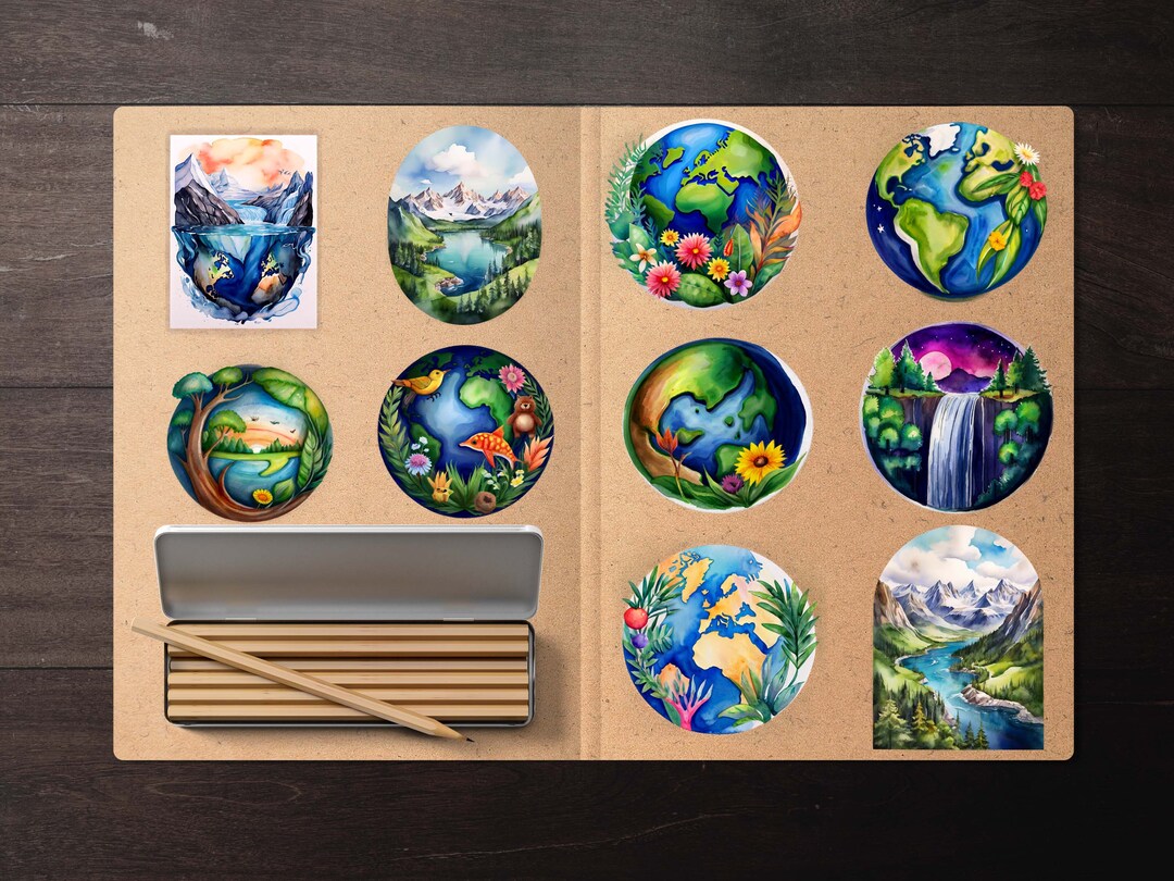 Earth Day Clipart. Bundle of 10 PNG Earth Globe Stickers. Earth ...