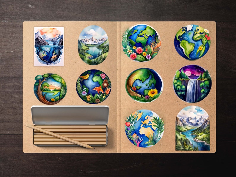 Earth Day Clipart. Bundle of 10 PNG Earth Globe Stickers. Earth ...