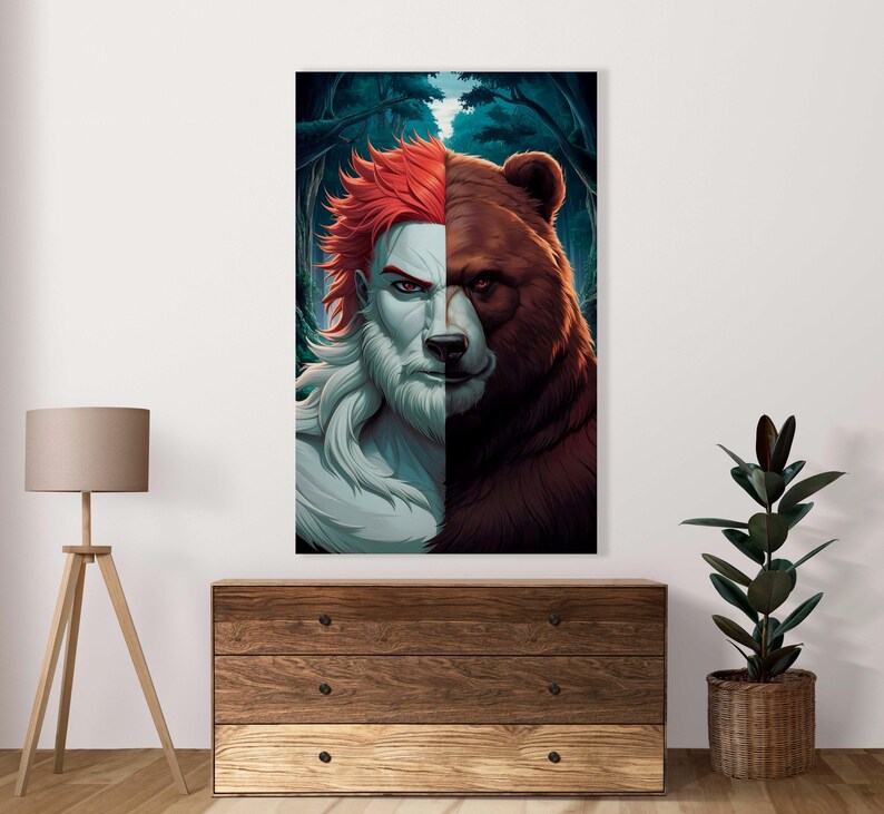 Angry Man-bear Transformation Poster. Set of 1 JPG, Man-bear Fusion ...