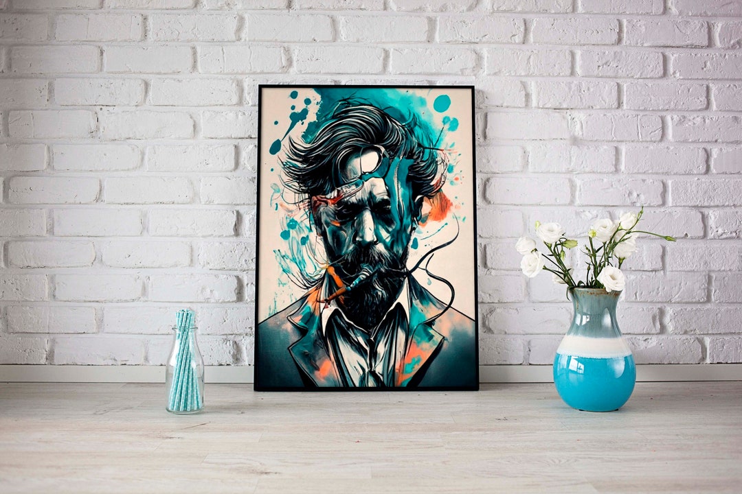 Smoky Insanity: Man Portrait Poster Set of 1 Printable Image - Etsy