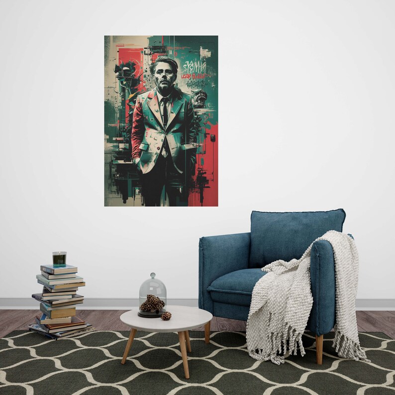 Depressed Man Urban Poster. Set of 1 JPG Image, Modern Urban Art Decor ...