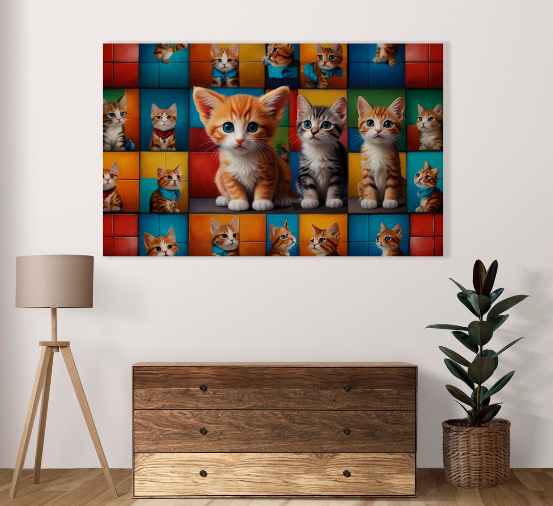 Cute Kitten Collage Poster. Set of 1 Printable Image, Home Decoration ...