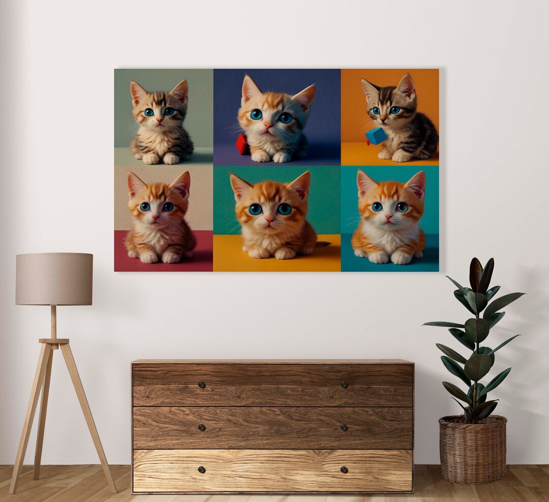 Cute Kitty Cat Collage Poster. Set of 1 Printable Image, Home Decor ...