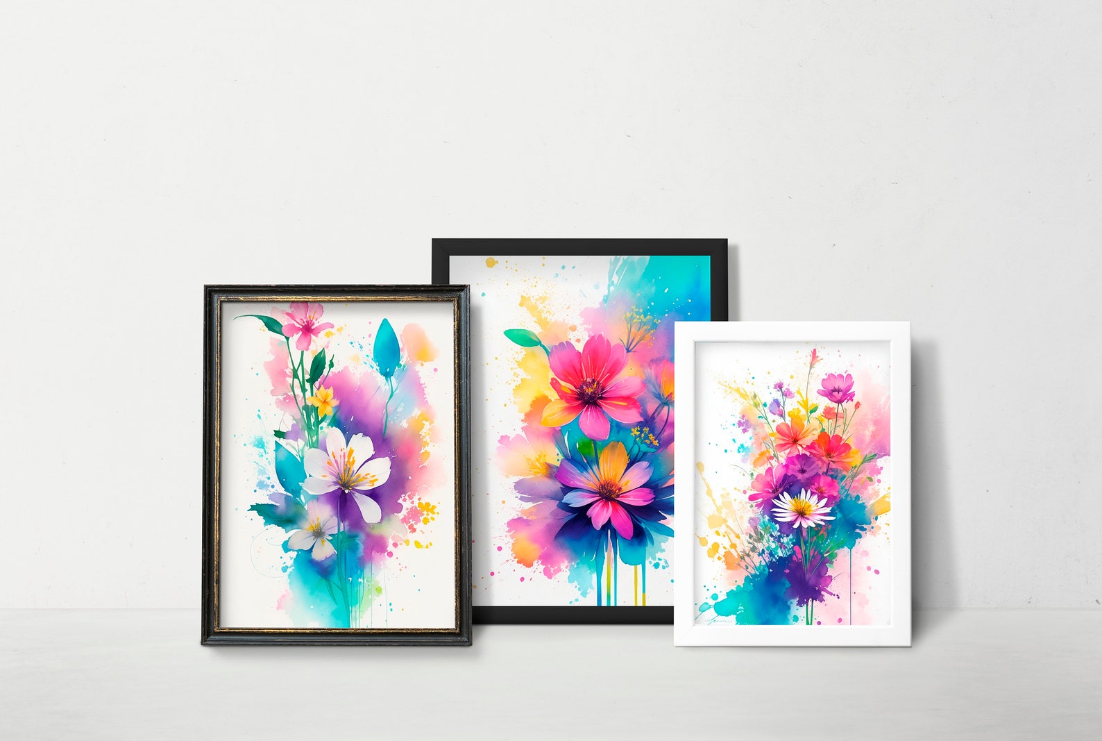 Watercolor Wildflower Splash Poster Flowers Poster Set of 3 - Etsy