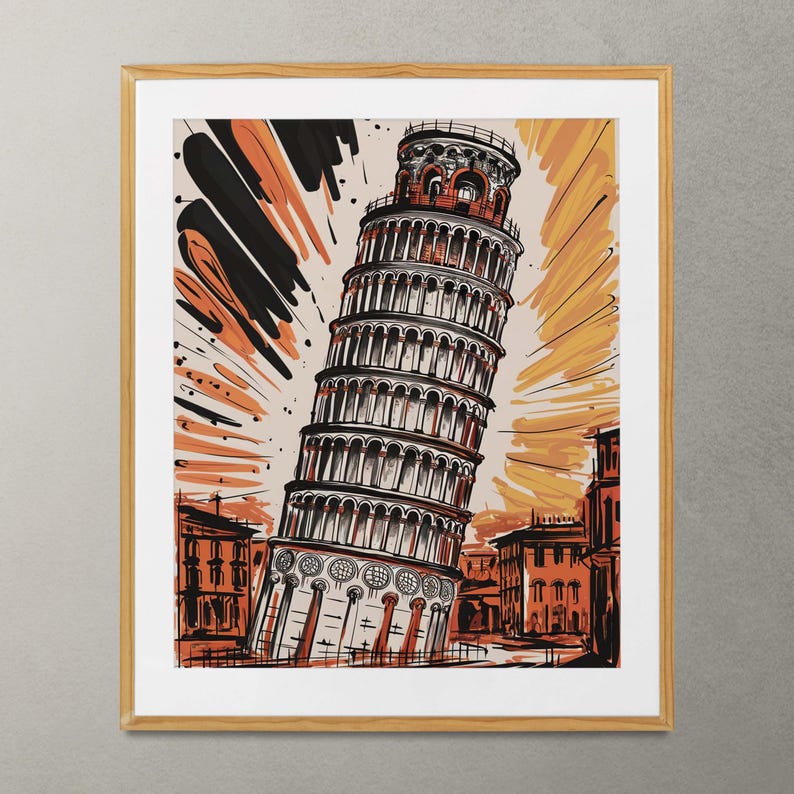 Leaning Tower of Pisa Poster. Set of 1 JPG Image, Modern Decoration ...