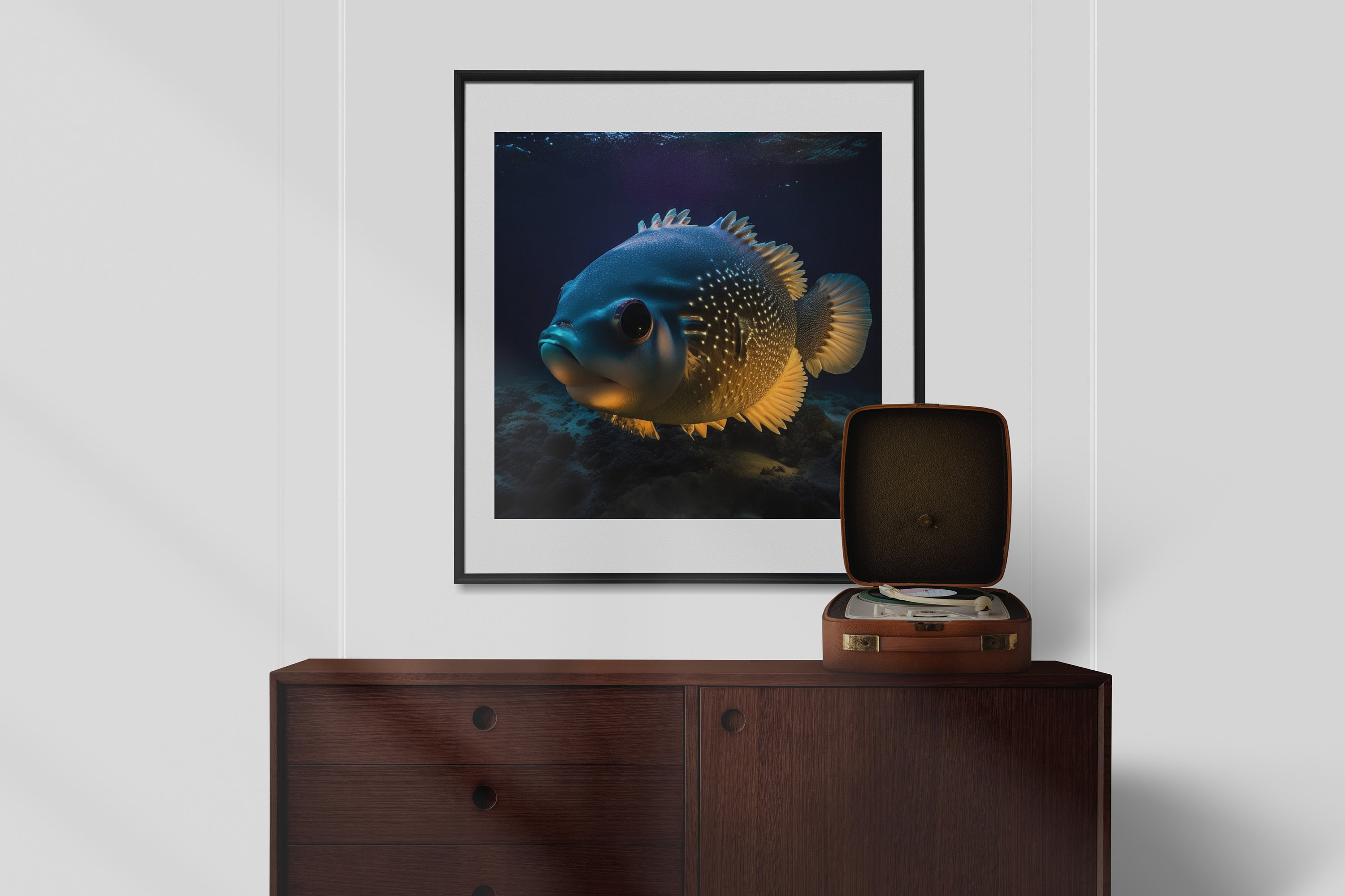 Pufferfish in Deep Water Poster, Set of 3 Printable Art, Blowfish ...