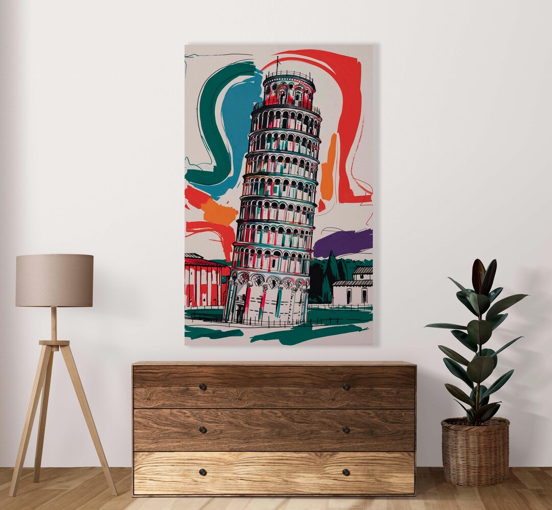 Iconic Leaning Tower of Pisa Poster. Set of 1 JPG Image, Modern Decor ...