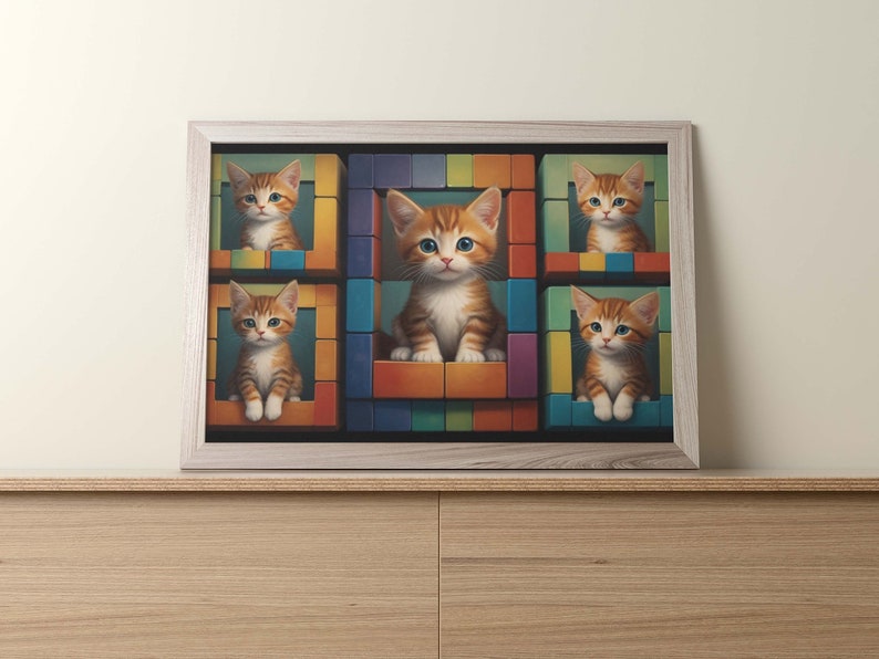 Orange Kitty Cat Collage Poster. Set of 1 Printable Image, Home Artwork ...