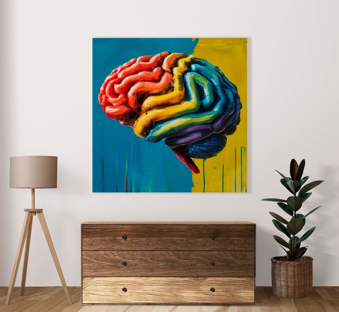 Human Brain Rainbow Colors Poster. Set of 1 JPG Image, Modern Wall Art ...
