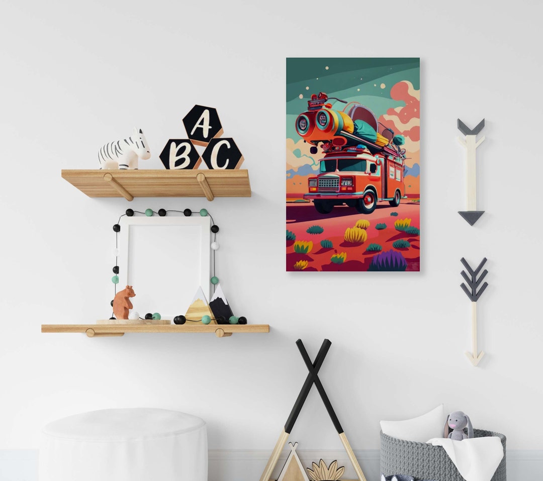 Heroic Fire Truck Digital Art Poster. Set of 1 Image - Etsy