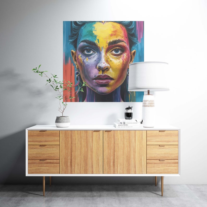 Serious Woman Face Poster. Set of 1 JPG Image, Modern Pop Wall Art ...