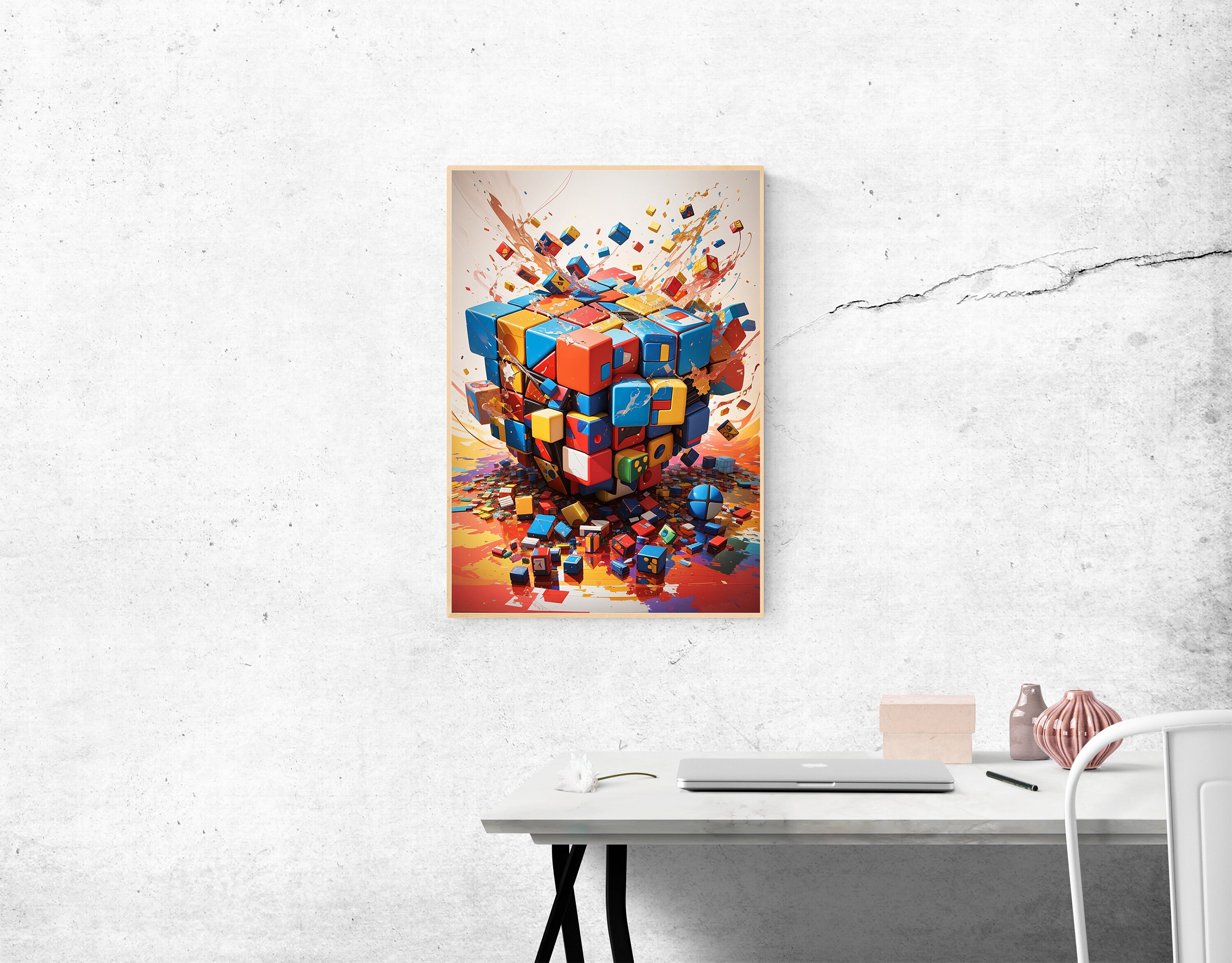 Rubik's Cube Explosion Poster, Set of 3 Printable Images, Room ...