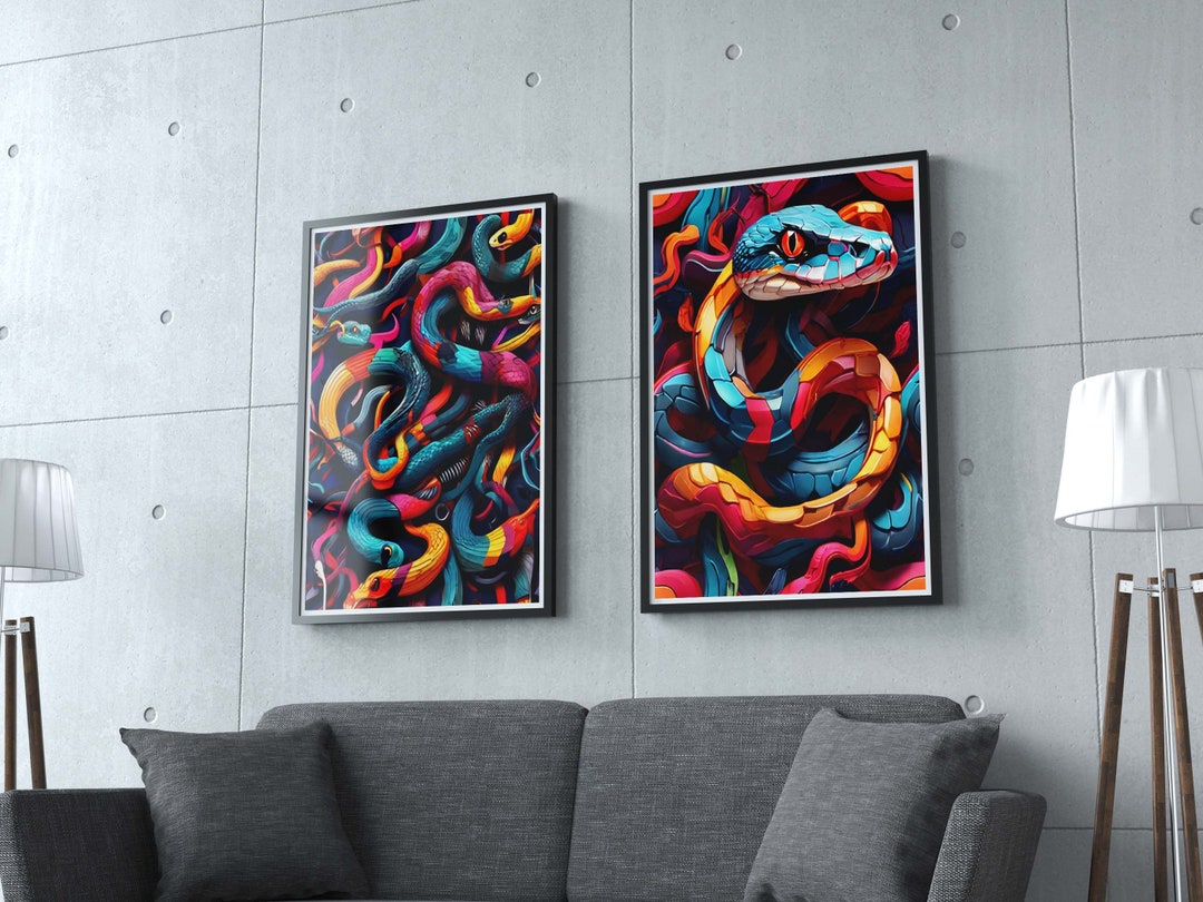 Snake Maze Poster. Set of 3 Printable Images, Room Decor Art, Modern ...