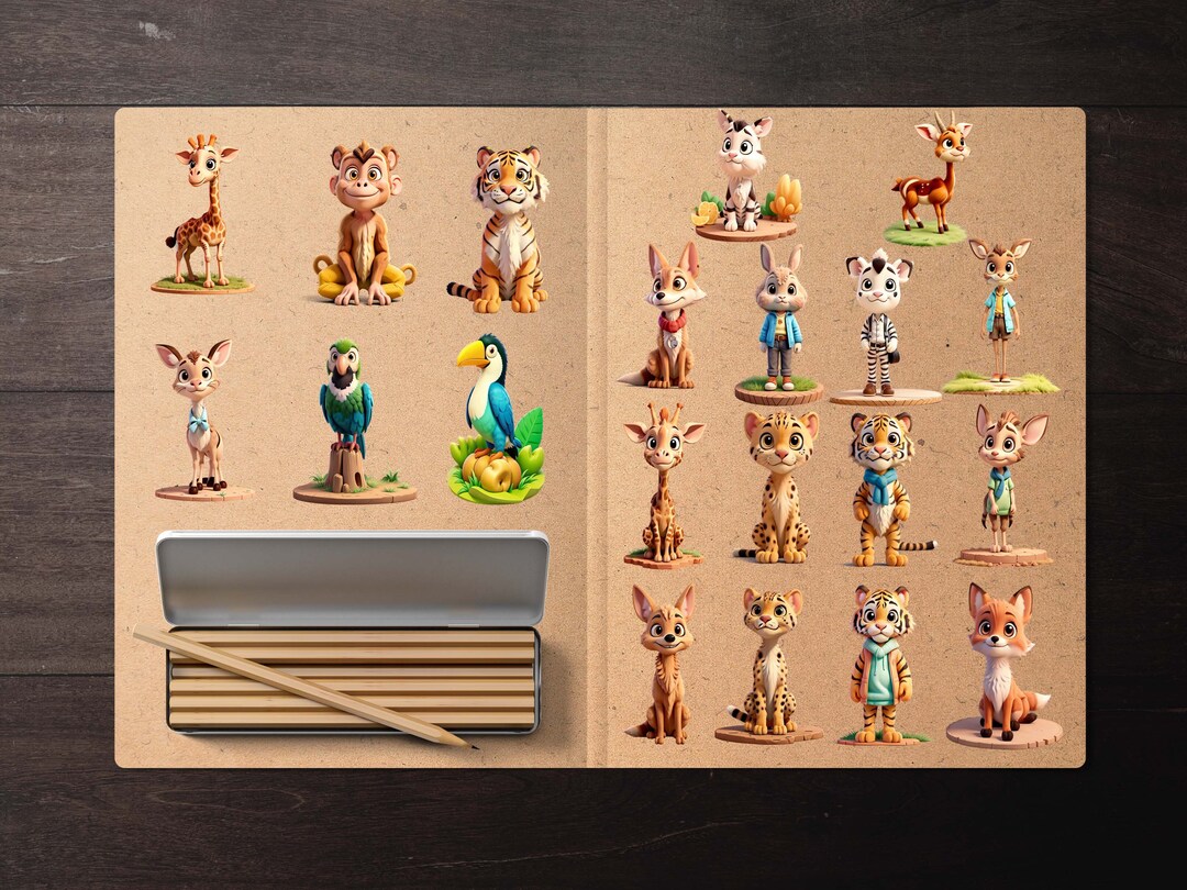 Cute Pixar Style Animals Clipart. Bundle of 20 PNG Pixar Wild Animal ...