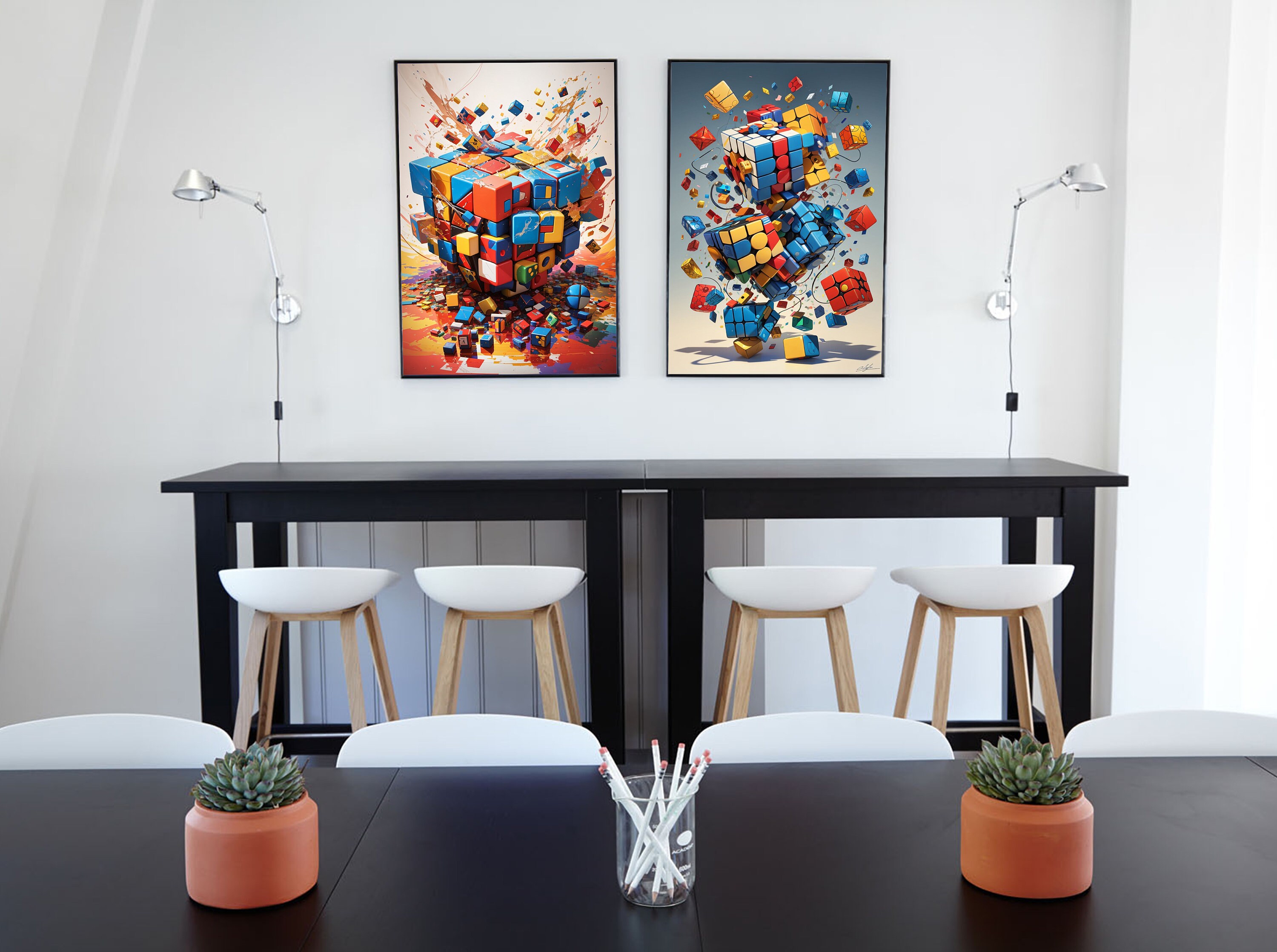 Rubik's Cube Explosion Poster, Set of 3 Printable Images, Room ...