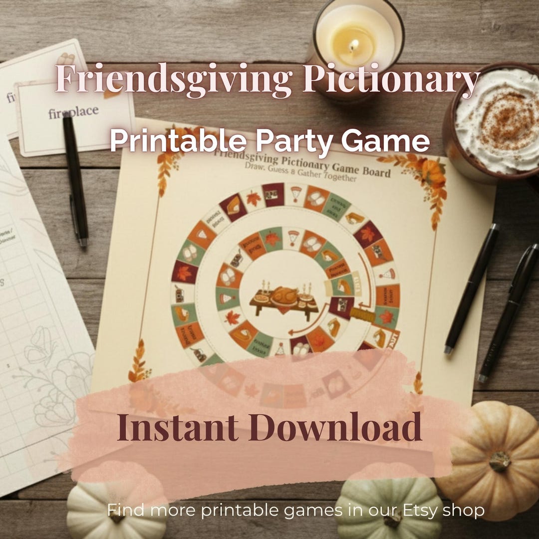 Friendsgiving Pictionary Game – Printable Thanksgiving Party Game | Fun ...
