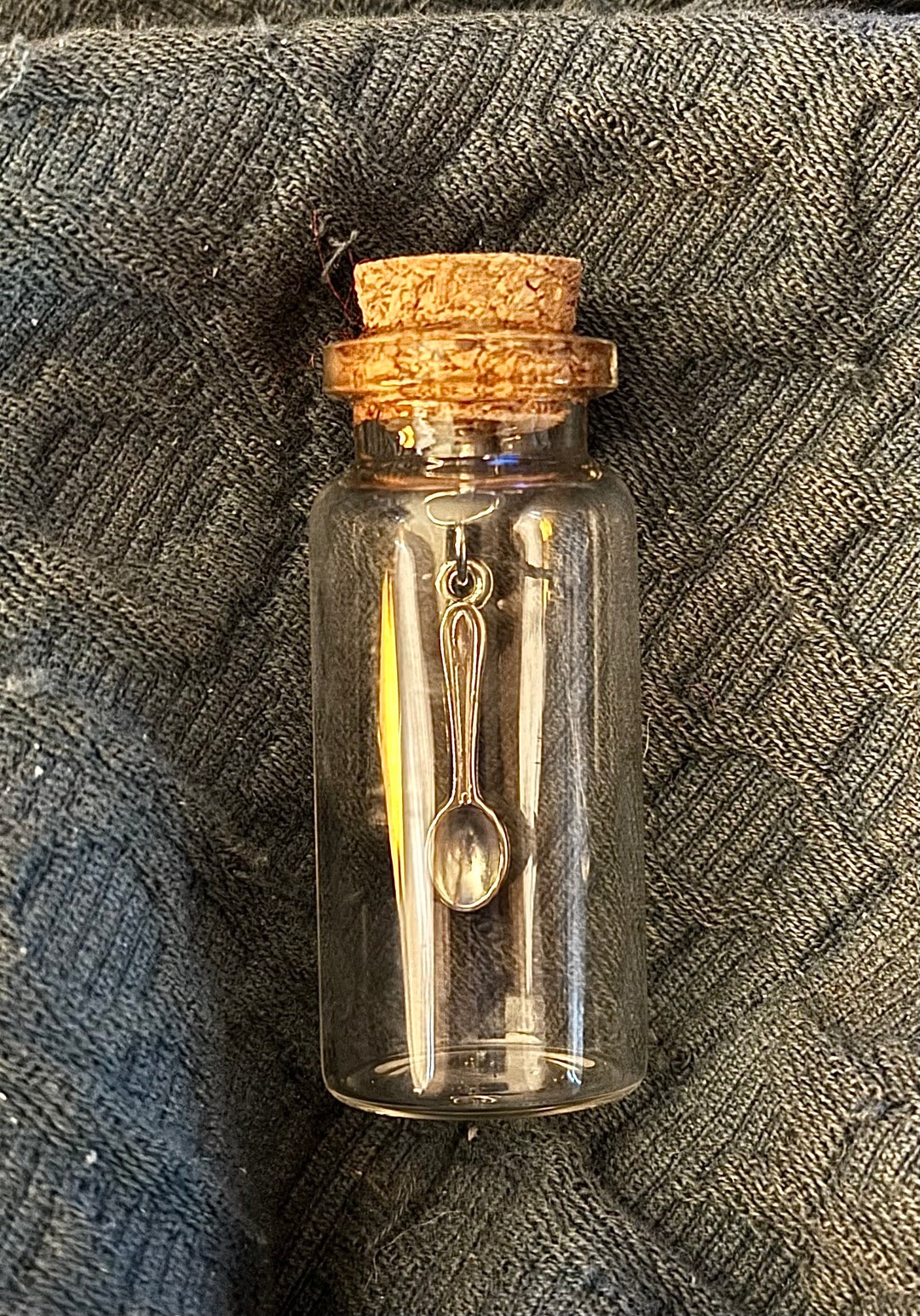 Emergency Spoon Charm: Glass Bottle, Cork Stopper - Etsy