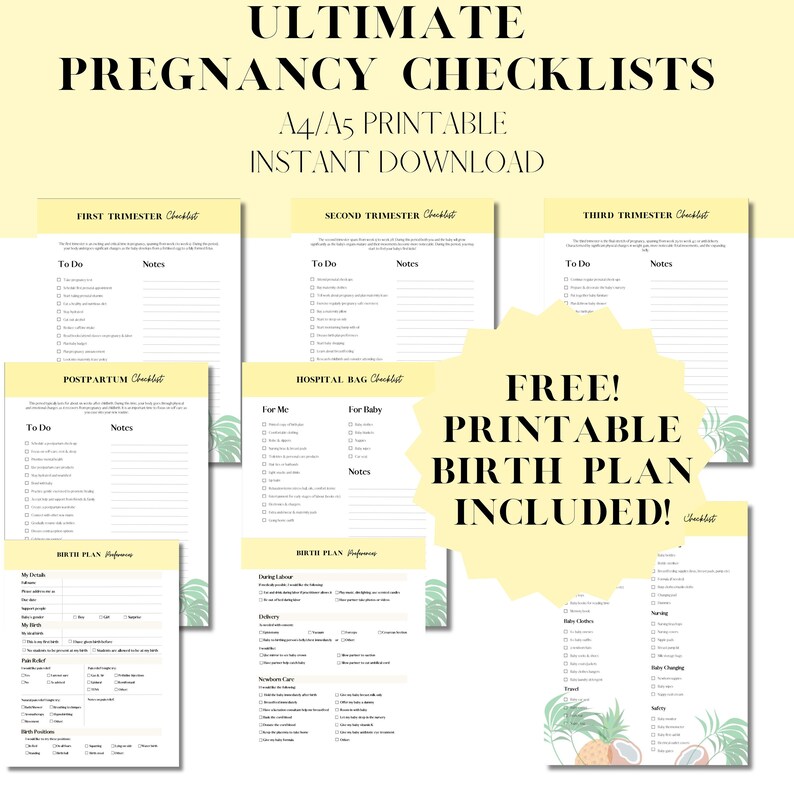 Pregnancy Checklists Bundle Printable, Pregnancy Planner, Pregnancy ...