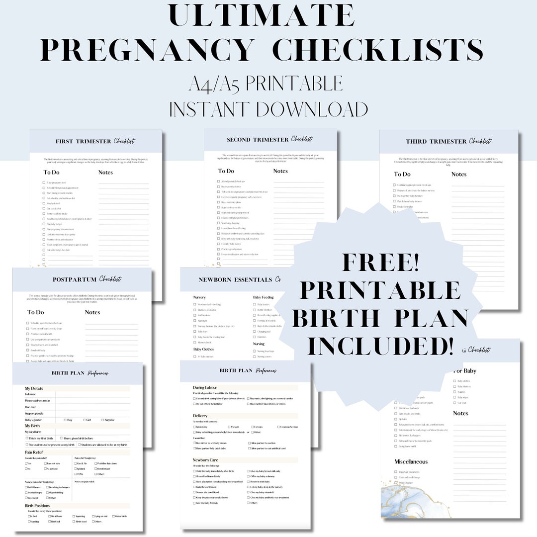 Pregnancy Checklists Bundle Printable, Pregnancy Planner, Pregnancy ...