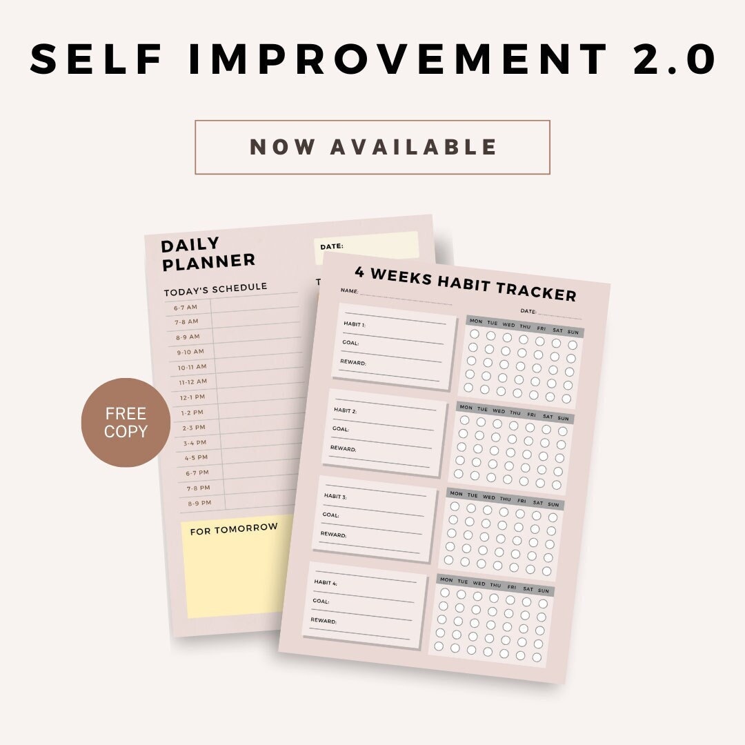Modern Minimalist Monthly Habit Tracker With Free Daily Planner for ...