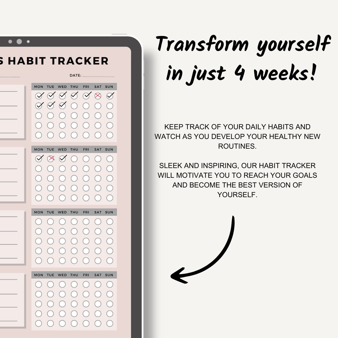Modern Minimalist Monthly Habit Tracker With Free Daily Planner for ...