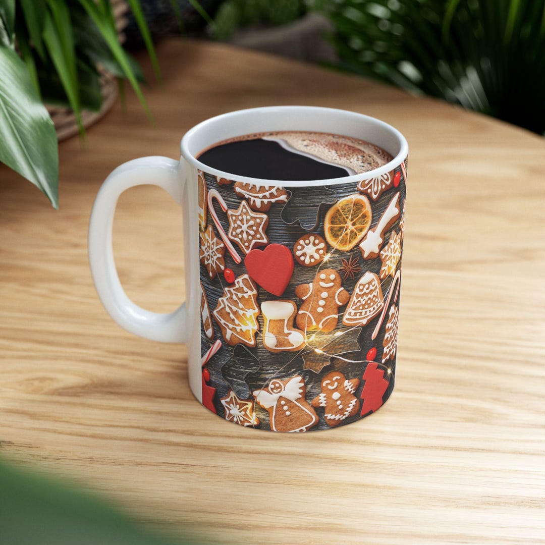 Christmas Baked Cookies Mug, Festive Coffee Cup With Cookies, Candy ...