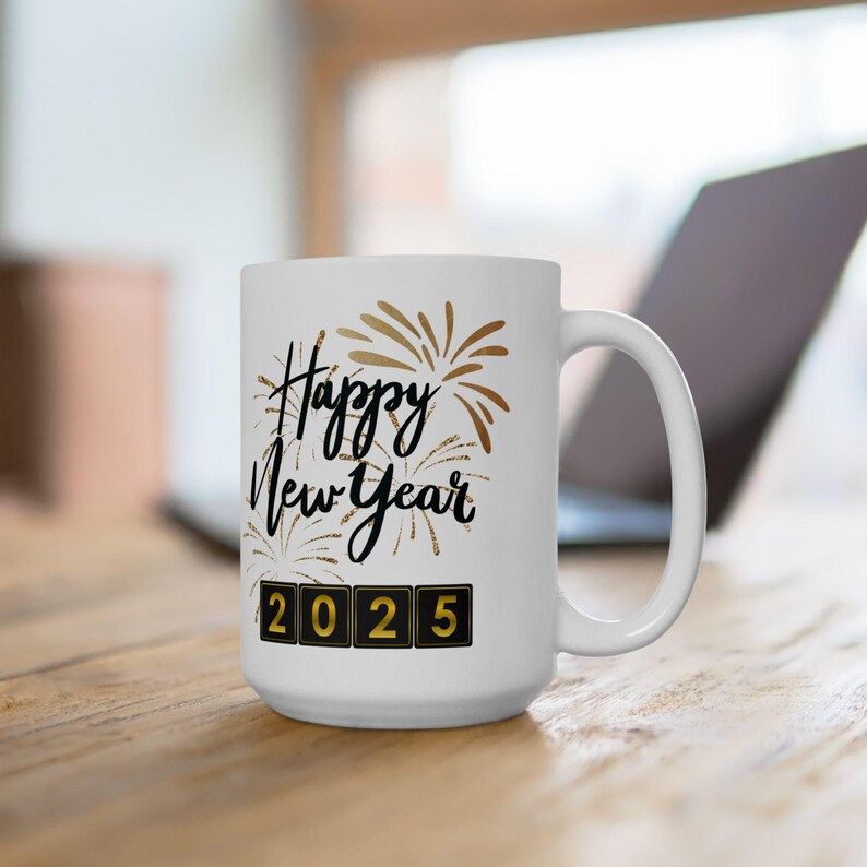 Happy New Year 2025 Ceramic Mug, New Year Gift, Holiday Coffee Cup ...