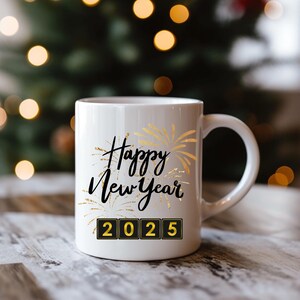 Happy New Year 2025 Ceramic Mug, New Year Gift, Holiday Coffee Cup ...