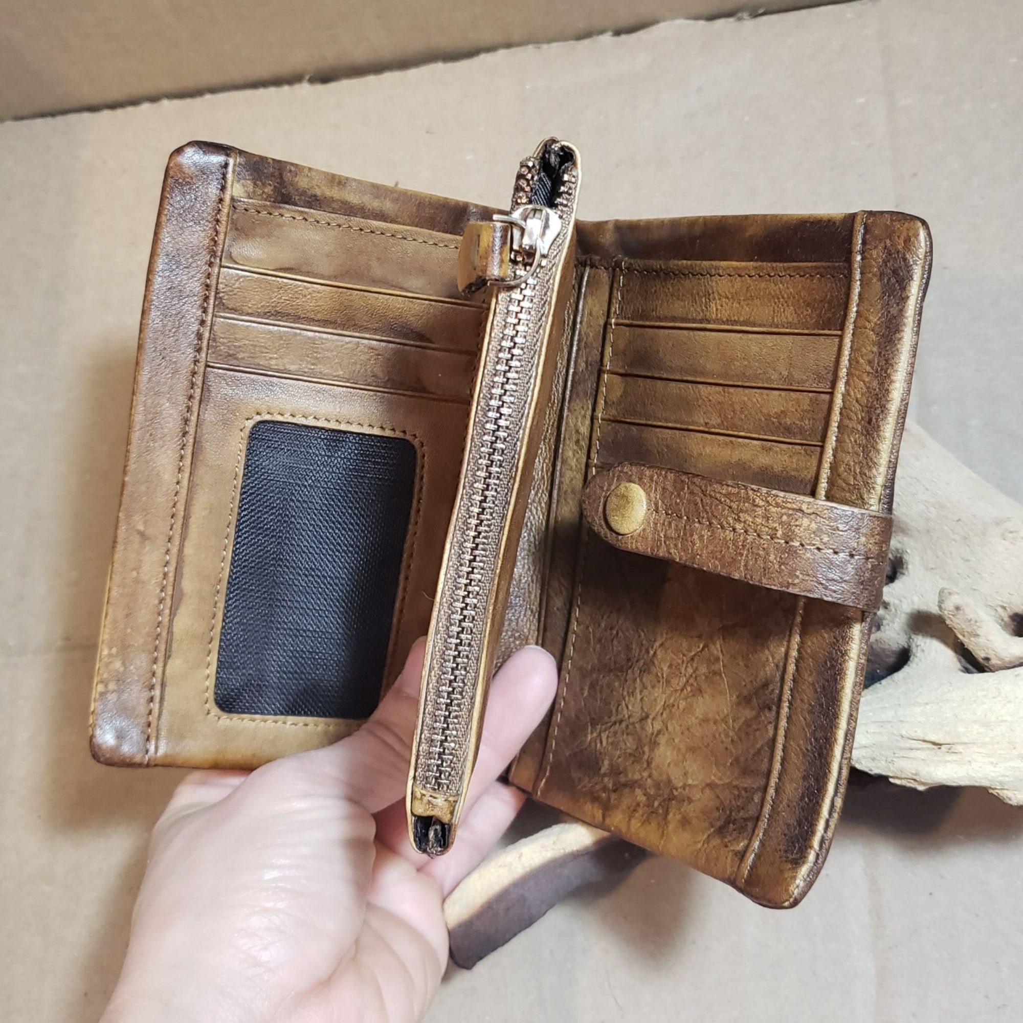 Artisan Washed Leather Woven Wallet Girlfriend Gift Sister Grunge ...