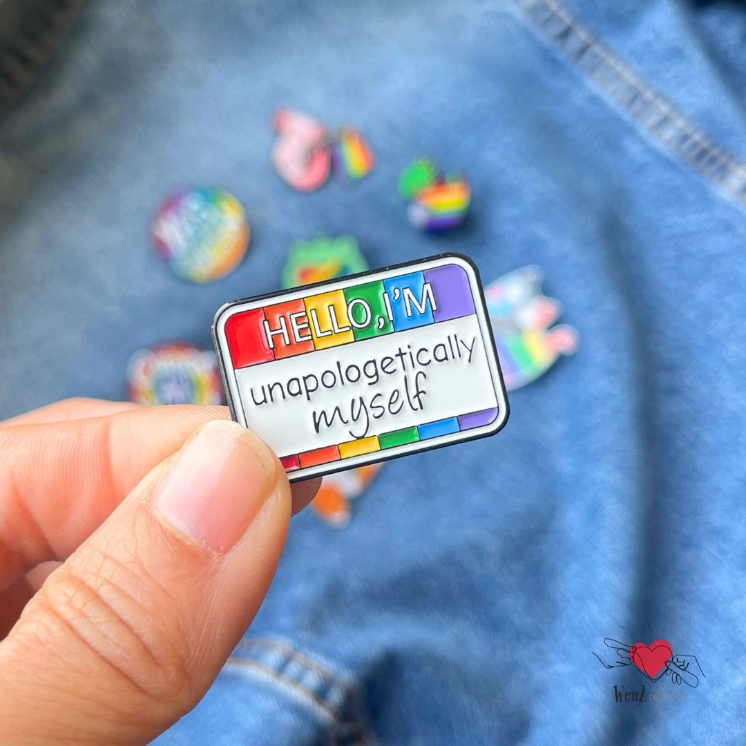 Hello Badge Pride Month Rainbow Pin Gift Pride Month LGBTQ Gay Pride ...