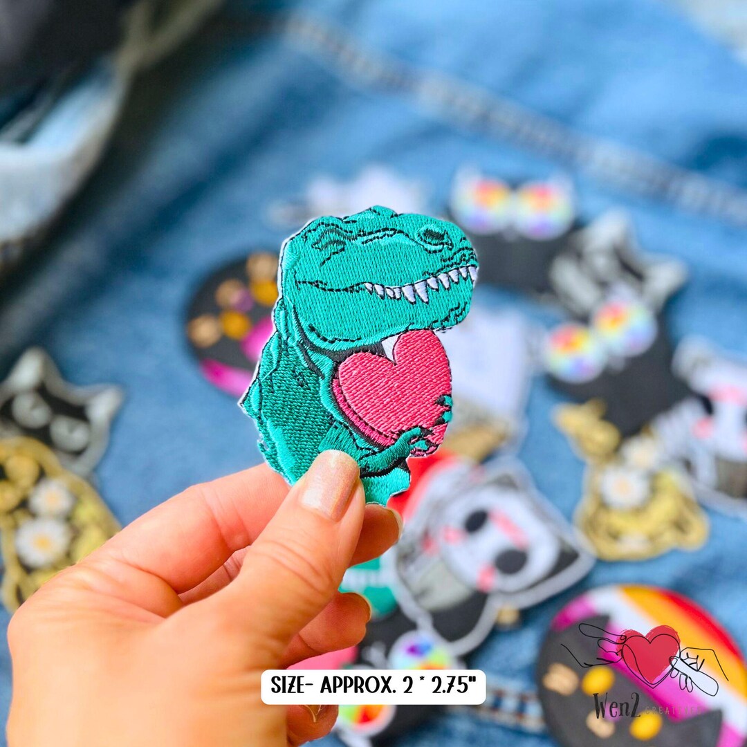 No Sew Dinosaur Embroidered Appliqué Patch for DIY Crafter Fun Cute ...