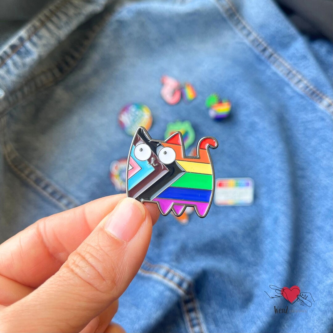 Rainbow Cat Pride Month Flag Pin Progressive Flag Gift Pride Month ...