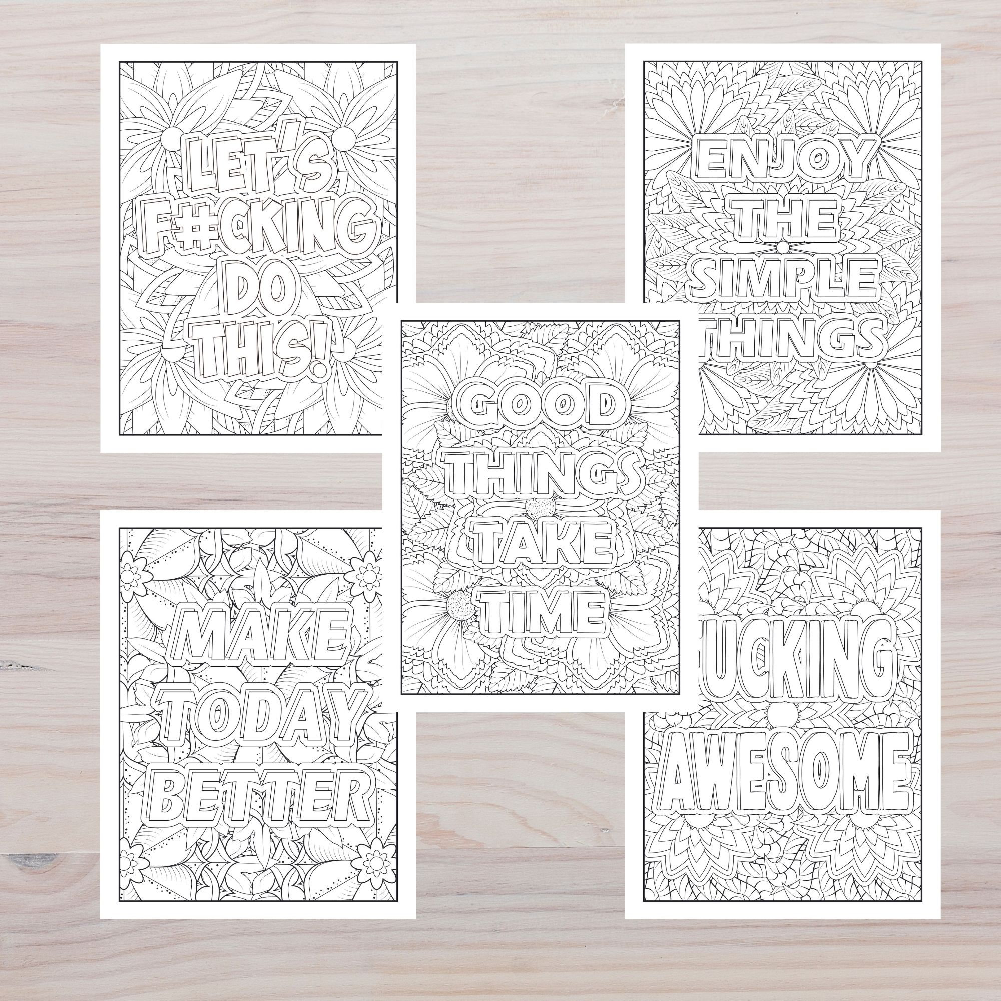 100 Cursing Swear Word Coloring Page Motivational Adult Coloring ...