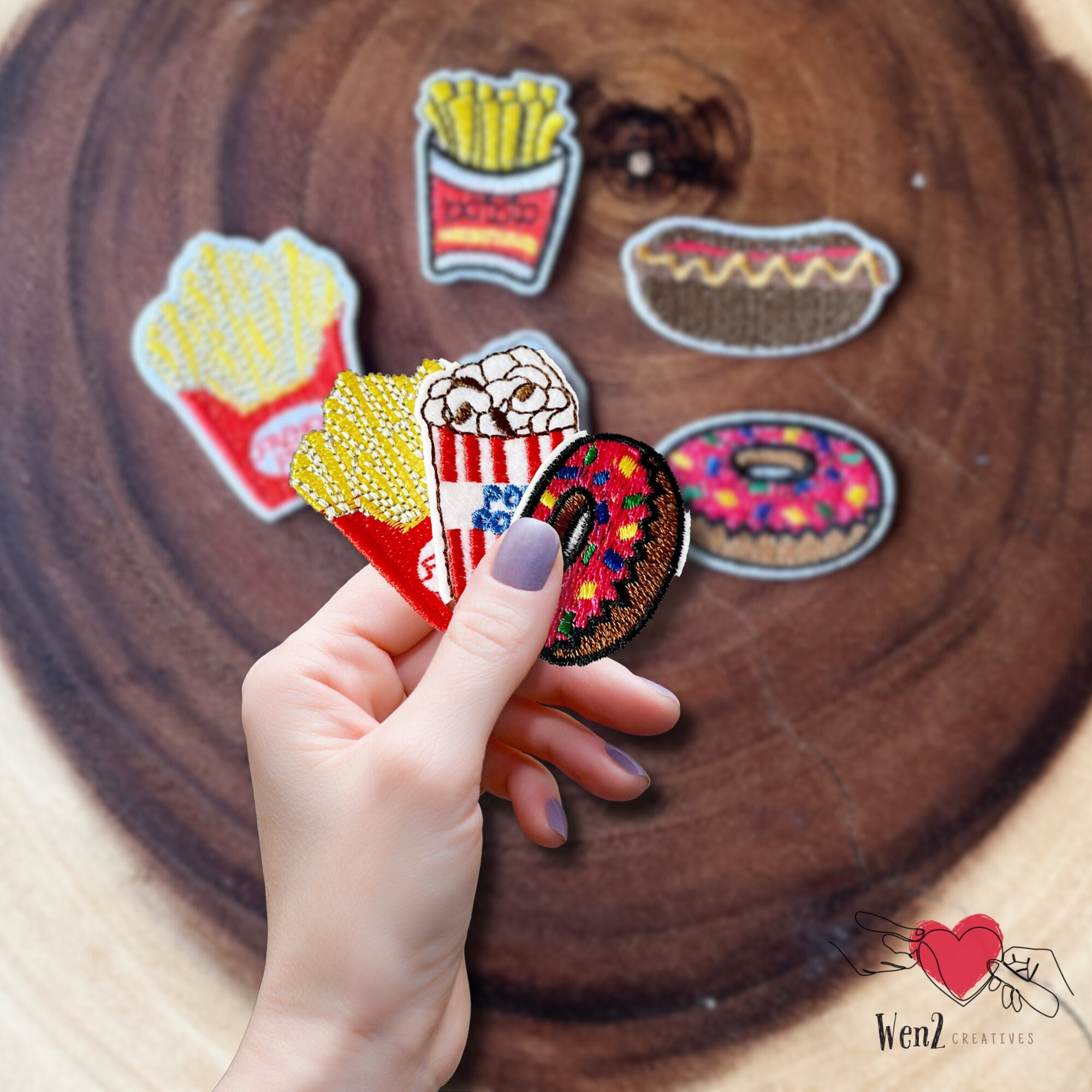 Hot Dog Popcorn Snack Iron-on Patch Embroidered Patch DIY Apparel Decor ...