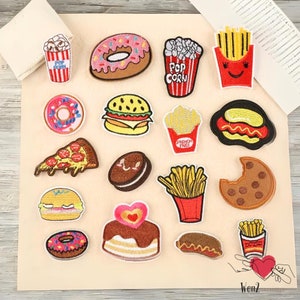 Hot Dog Popcorn Snack Iron-on Patch Embroidered Patch DIY Apparel Decor ...