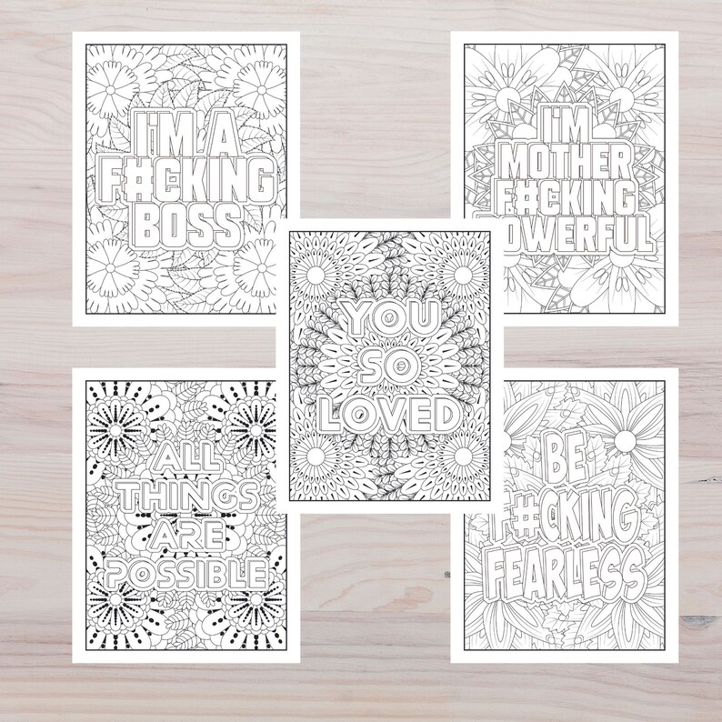 100 Cursing Swear Word Coloring Page Motivational Adult Coloring ...