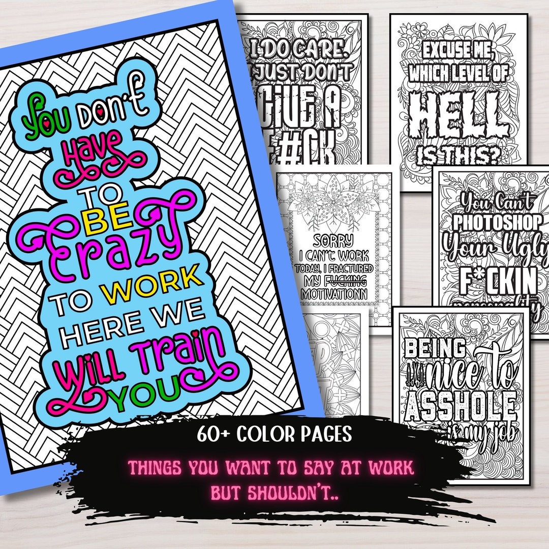 60+ NSFW Swear Word Coloring Page Things You Want to Say at Work but ...