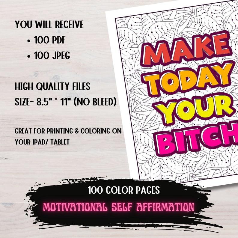100 Cursing Swear Word Coloring Page Motivational Adult Coloring ...