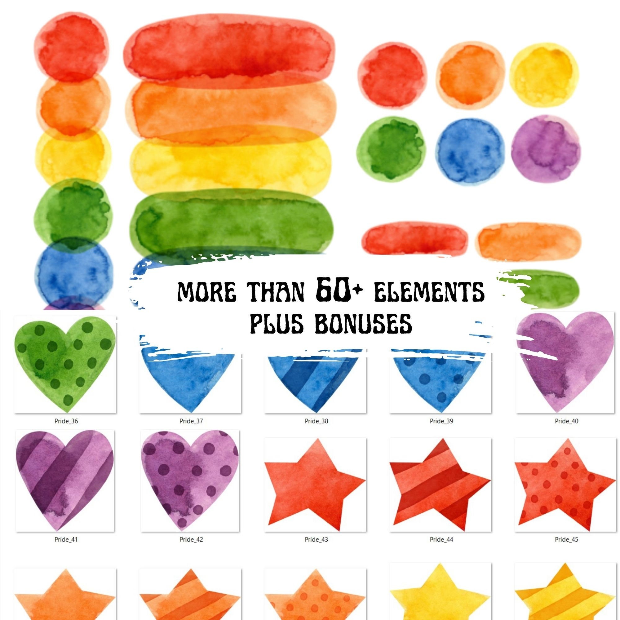 80 Pride Month Watercolor Clipart Bundle Seamless Pattern LGBTQ Instant ...